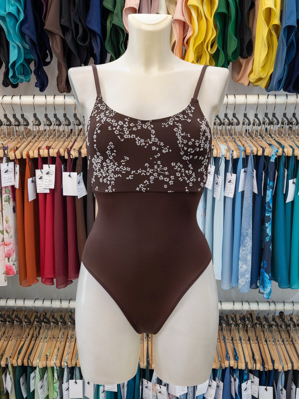 Brown Spaghetti Straps Dance Leotard MP640 - Atelier della Danza MP